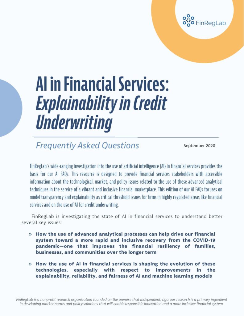 AI FAQS: Explainability in Credit Underwriting – FinRegLab
