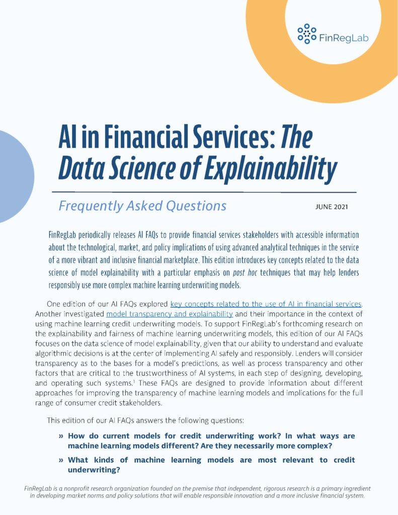 AI FAQS: The Data Science of Explainability – FinRegLab